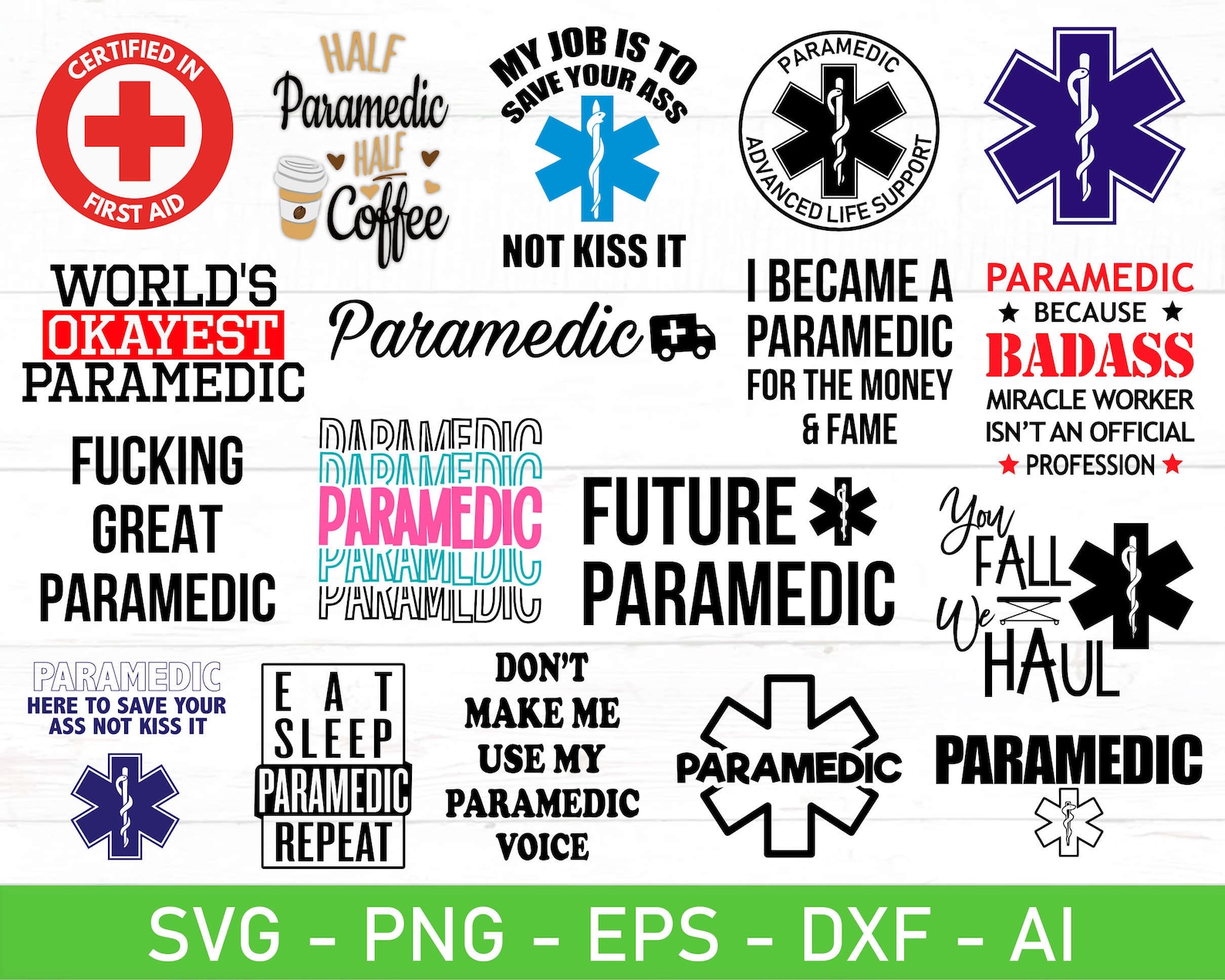 Paramedic SVG Bundle, Star of Life Symbol EMS Svg, Eps, Dxf, Ai, Png ...