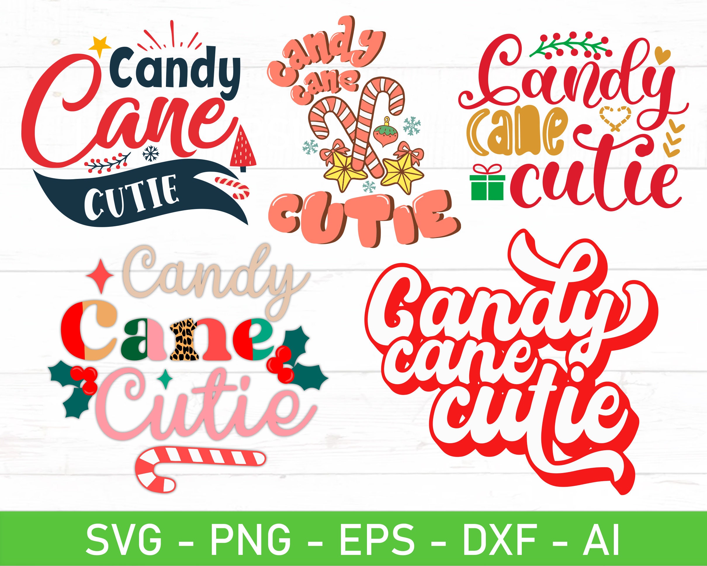 Candy Cane Cutie SVG Bundle, Eps, Dxf, Ai, Png, Files for Cricut - Etsy
