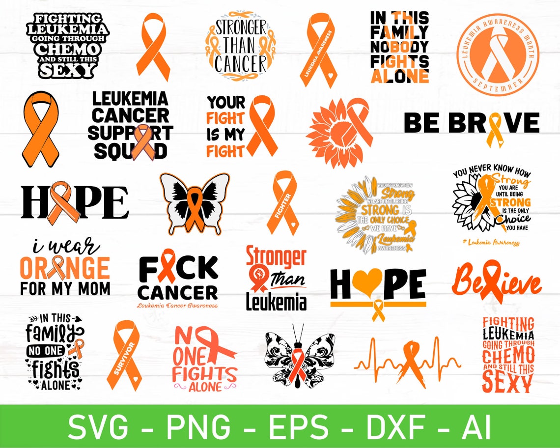 Leukemia Awareness SVG Leukemia Ribbon Svg Orange Ribbon - Etsy