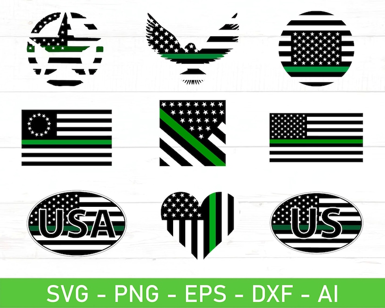 Thin Green Line Svg Bundle Thin Green Line USA Flag Svg - Etsy
