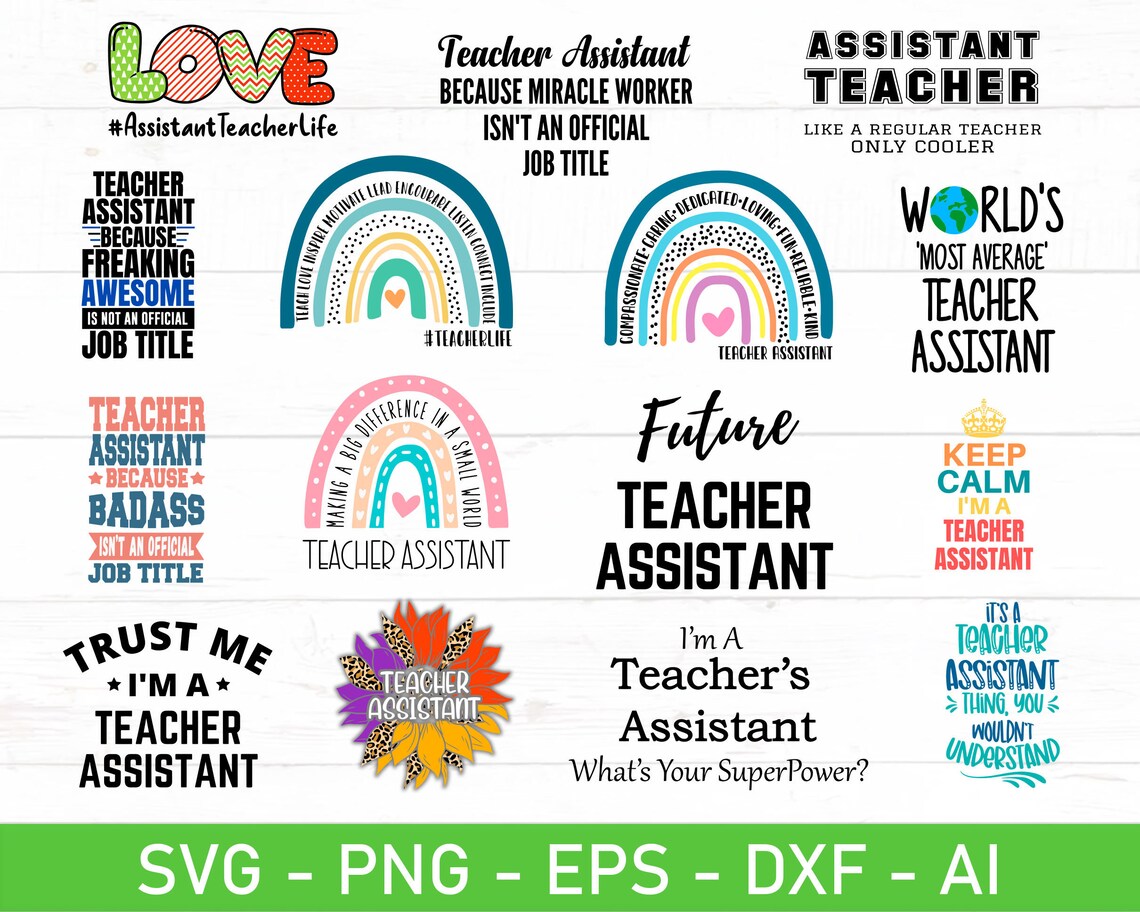 Teacher Assistant Svg Bundle Teacher Assistant Leopard Svg - Etsy