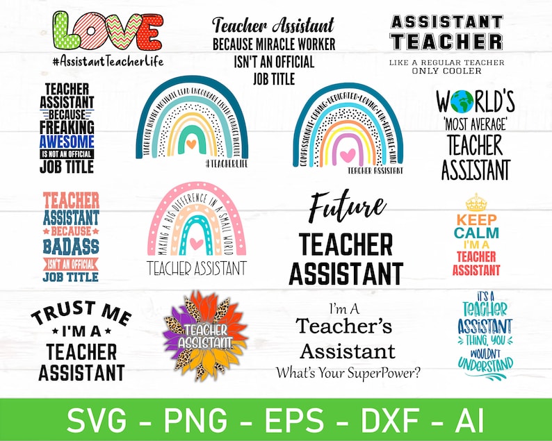 Teacher Assistant Svg Bundle Teacher Assistant Leopard Svg - Etsy