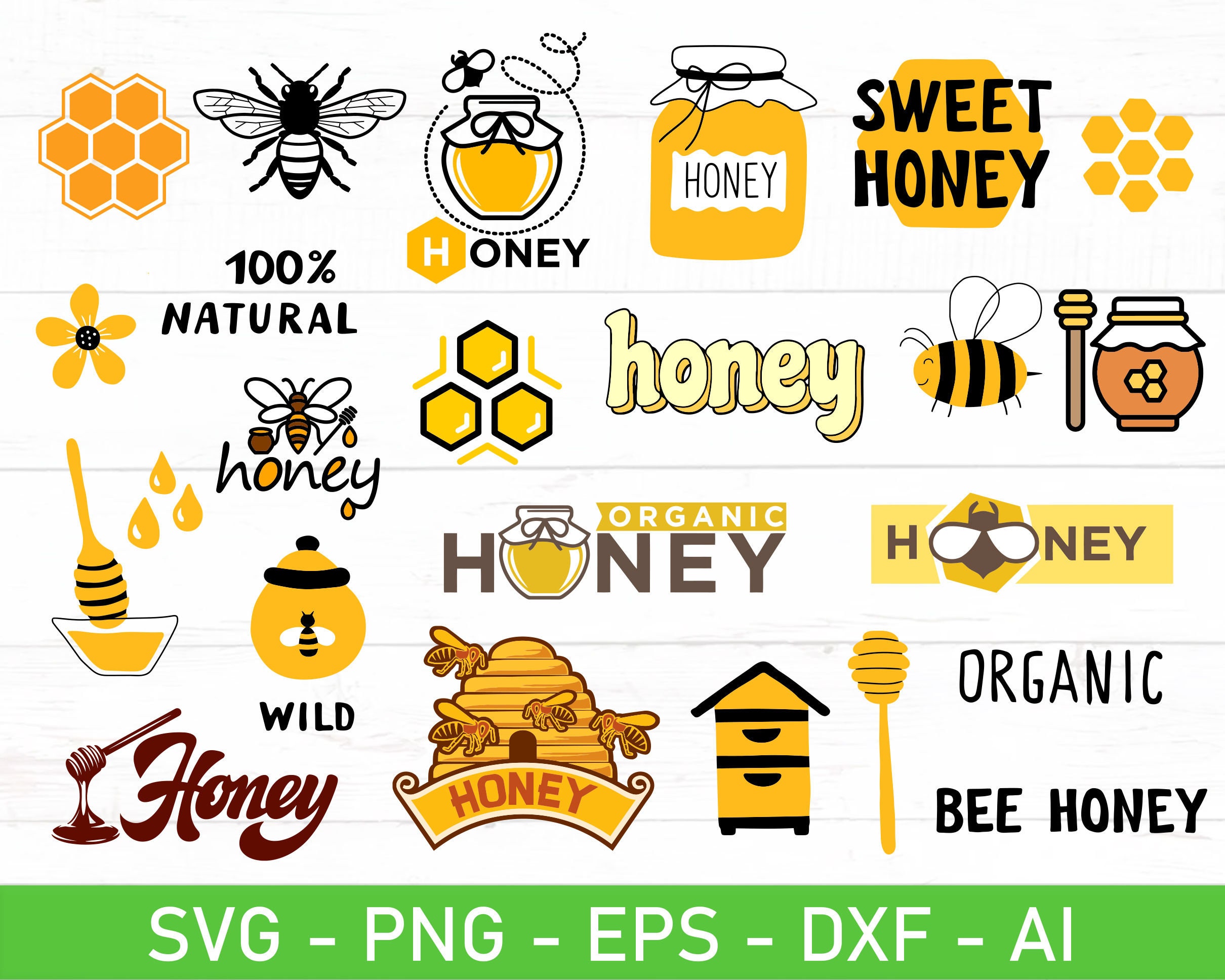Honey Bee SVG, Honeycomb Svg, Hexagon Svg, Honey Clipart, Eps, Dxf, Ai ...