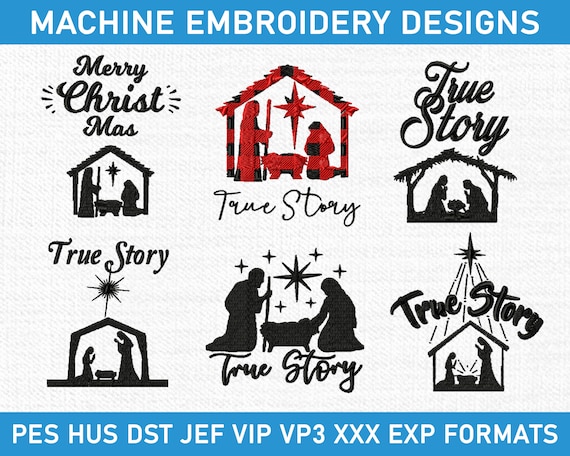 True Story Nativity Embroidery Design Nativity Scene | Etsy