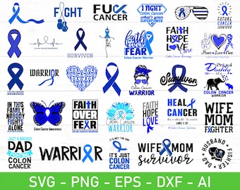 Feather Cancer Bundle Ribbon SVG Breast Colon Ovarian Cancer - Etsy