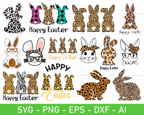 Leopard Easter Bunny Svg Eps Dxf Ai Png Files for Cricut - Etsy