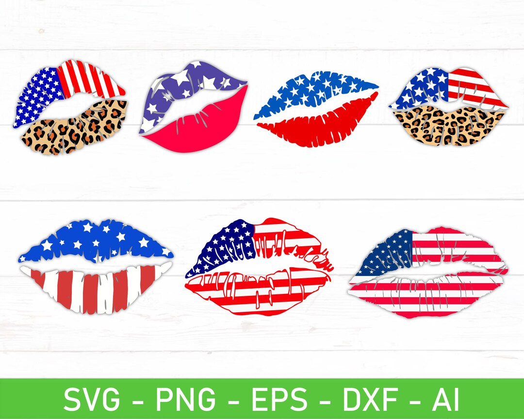 Lips American Flag Svg, 4th of July Lips Svg, Fourth of July Lips Svg ...