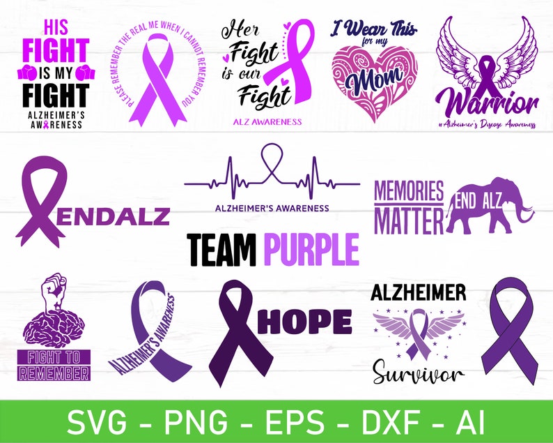 Alzheimer's Awareness SVG Bundle, Alzheimer's Disease Svg, Purple ...