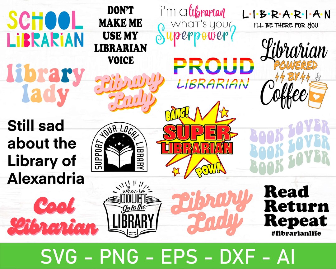 Librarian Svg Png Bundle, Librarian Gift, School Librarian, Library ...