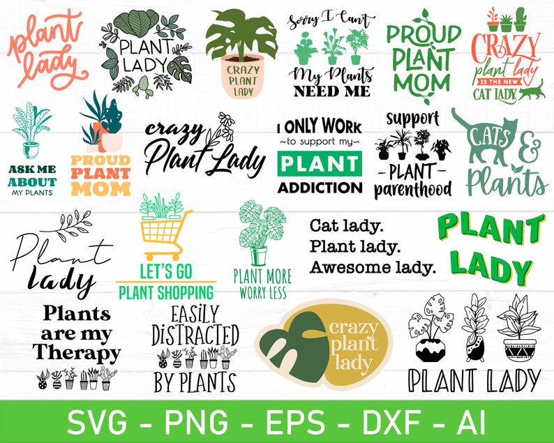 Plant Lady SVG Bundle, Crazy Plant Lady SVG, Plant Lover Bundle Svg ...