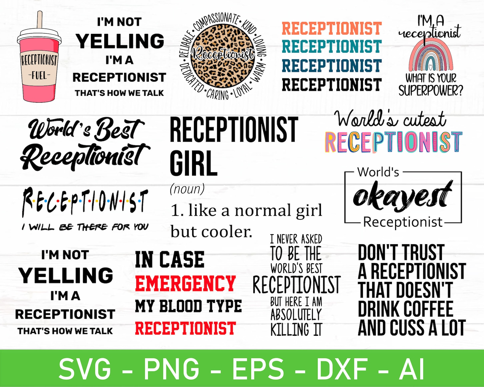Receptionist SVG Bundle Eps Dxf Ai Png Files for Cricut - Etsy