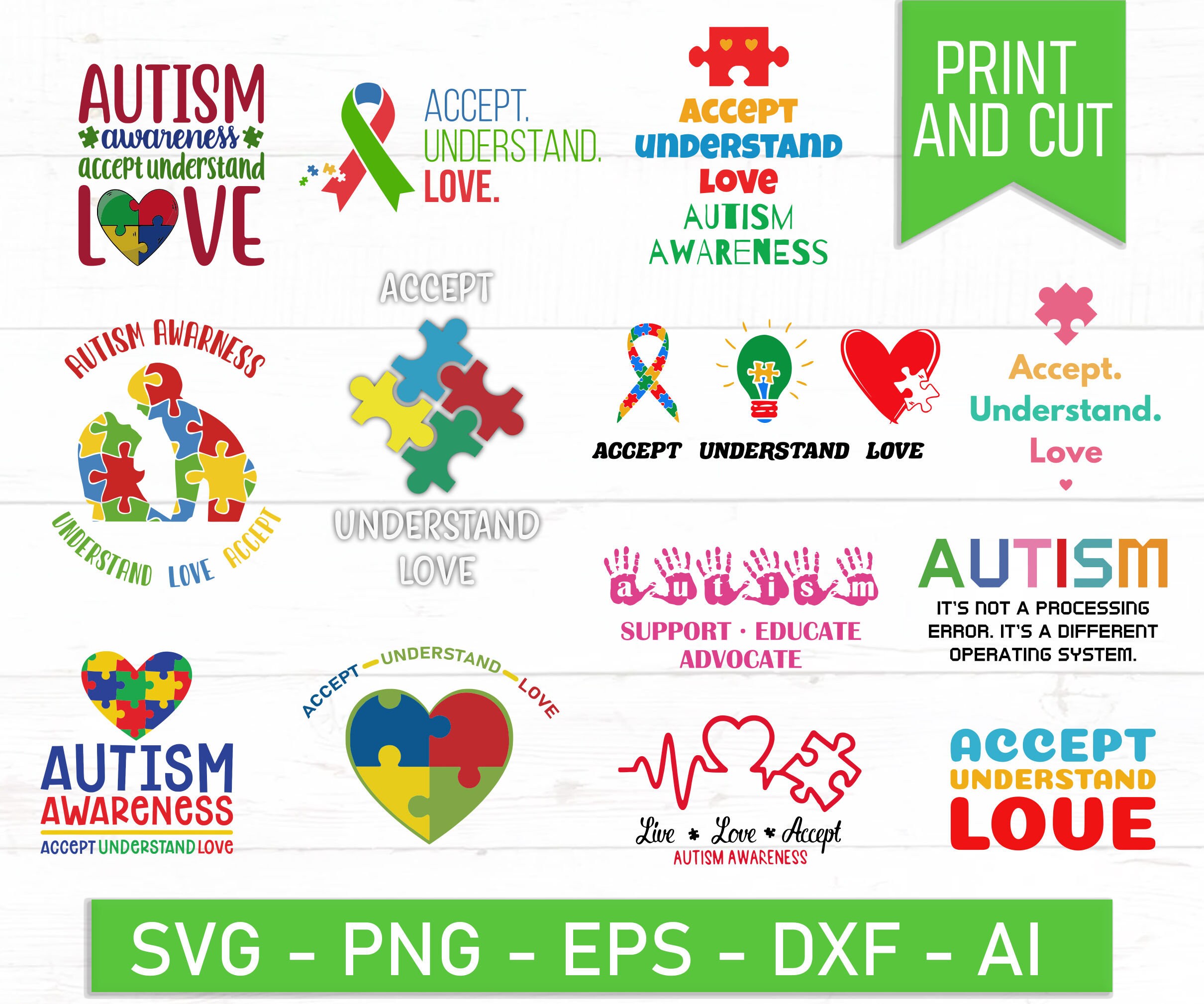 Accept Love Understand Svg, Autism Understanding Svg, Autism Awareness ...