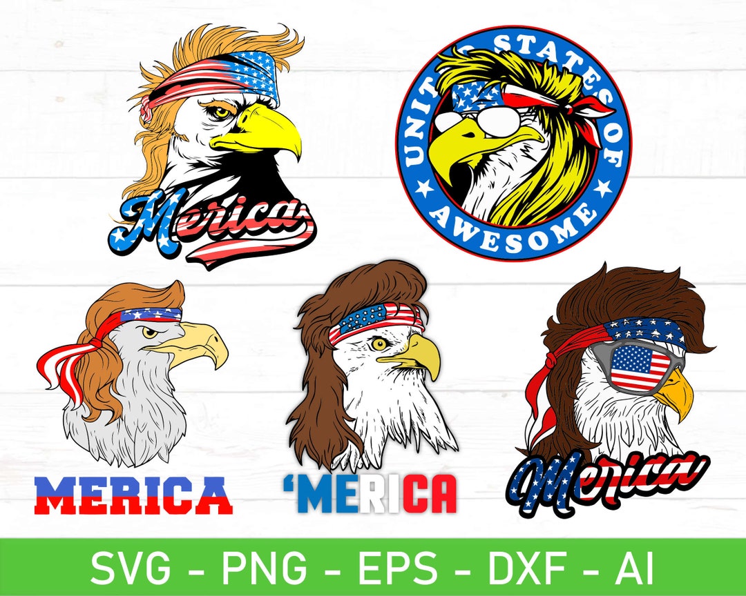 Merica Eagle Mullet Svg Png Bundle, Mullet Eagle Svg, 4th of July Eagle ...
