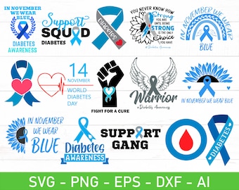 Diabetes Awareness SVG Bundle, in November We Wear Blue Svg, Eps, Dxf ...