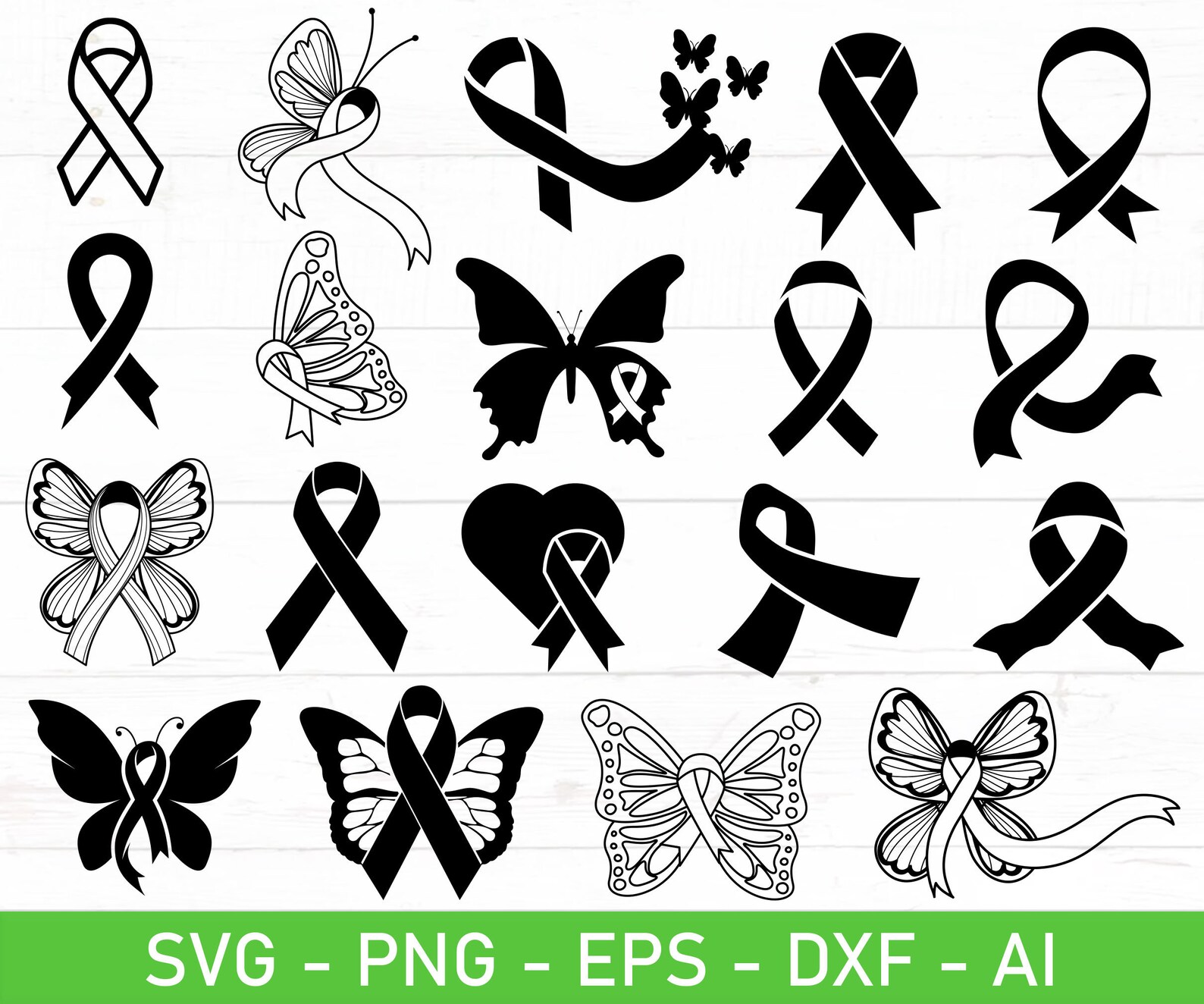 Awareness Ribbon SVG Bundle, Awareness Ribbon Svg Butterfly, Breast ...