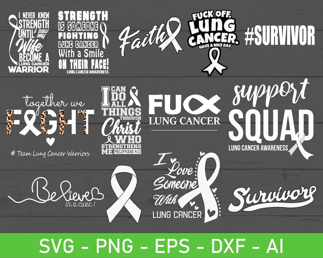 Lung Cancer Awareness SVG, White Ribbon Svg, Nobody Fights Alone, Eps ...