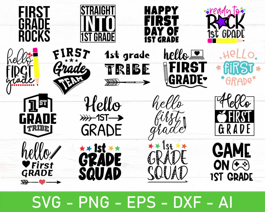 Hello First Grade Svg, 1st Grade Svg, First Grade Svg Bundle, Eps, Dxf ...