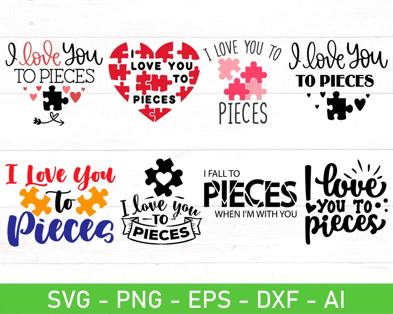 I Love You to Pieces SVG Love Heart Svg Valentines Cut File - Etsy