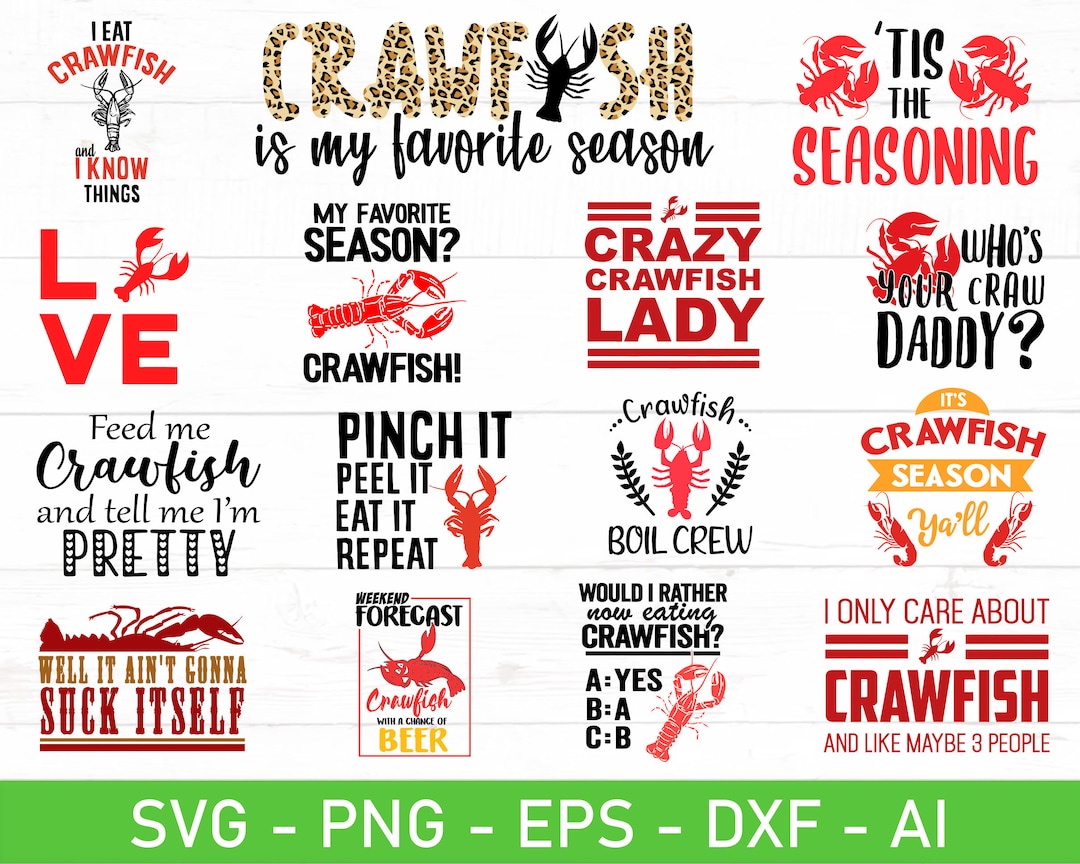Crawfish SVG Bundle, Crawfish Season Svg, Mardi Gras Crawfish, Eps, Dxf ...