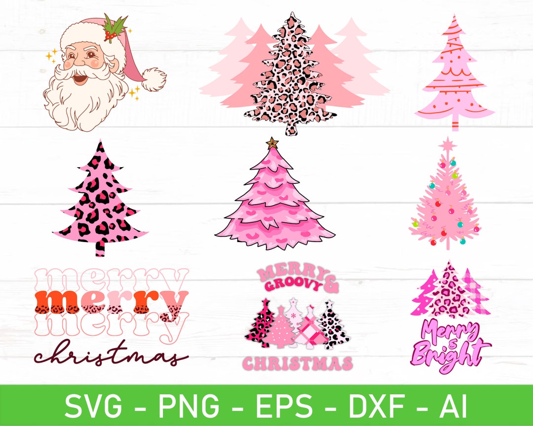 Pink Christmas SVG Bundle, Pink Christmas Trees Svg, Pink Christmas ...