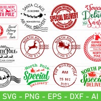 North Pole Express Mail Stamp SVG: Christmas Santa Sack (digital ...