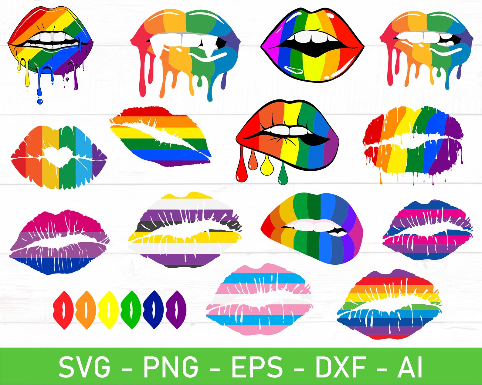 Lgbt Pride Lips Svg Rainbow Lips Svg Biting Rainbow Lips Svg
