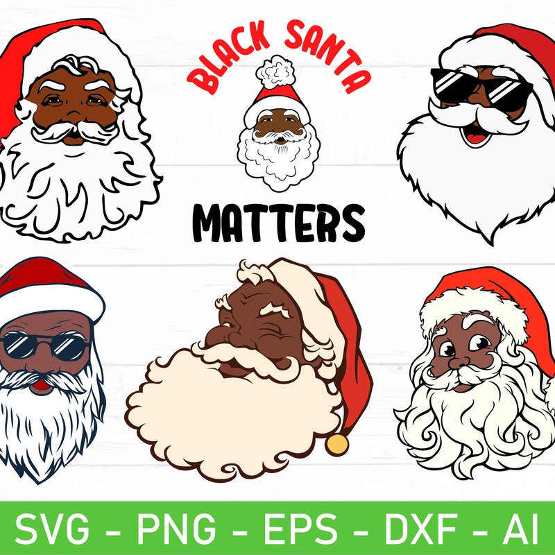 Black Santa Svg - Etsy