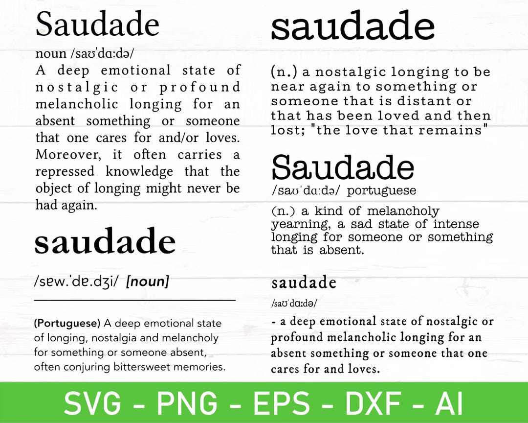Saudade Definition Svg Png, Saudade Quote Portuguese Gift Svg Png - Etsy