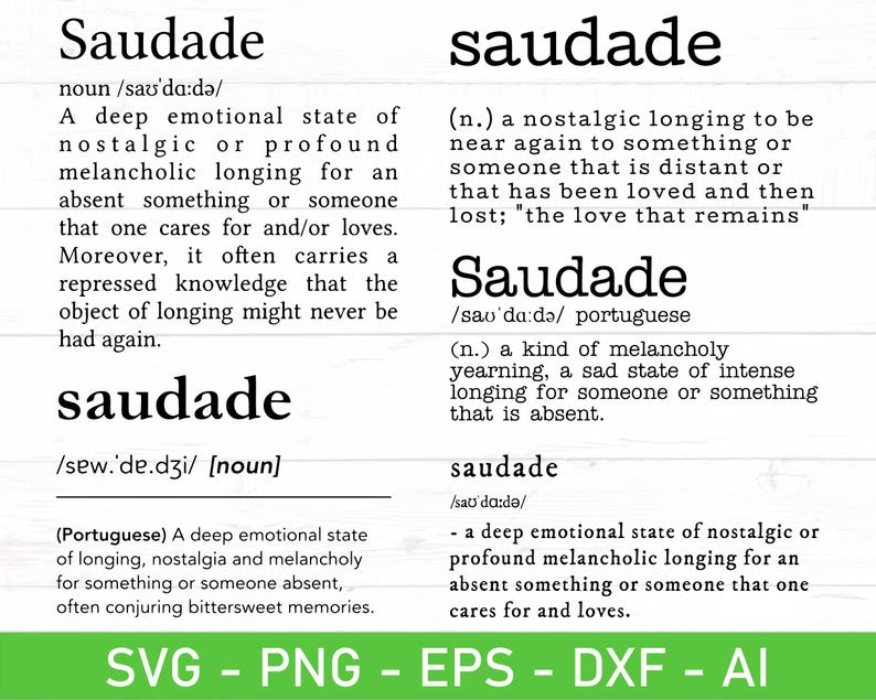 Saudade Definition Svg Png, Saudade Quote Portuguese Gift Svg Png - Etsy