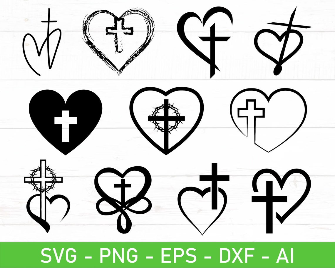 Heart With a Cross Svg, Heart and Cross Svg, Heart Cross Svg Bundle ...