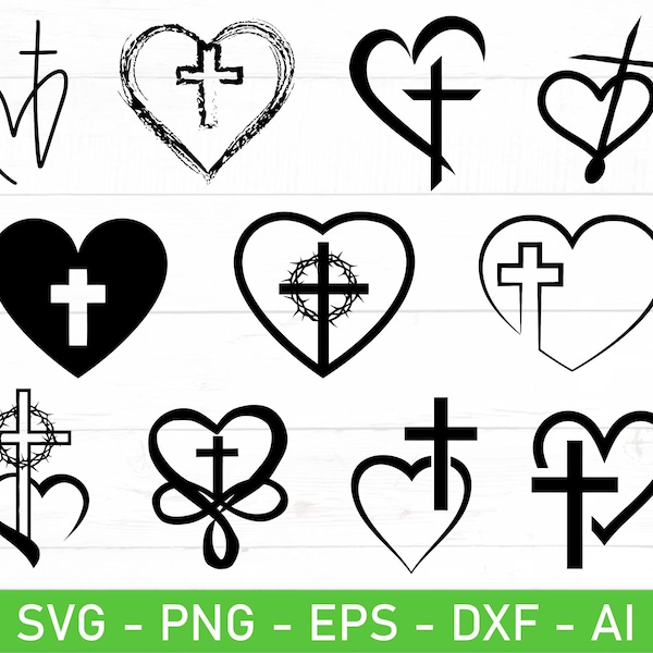 Heart With Cross Svg - Etsy