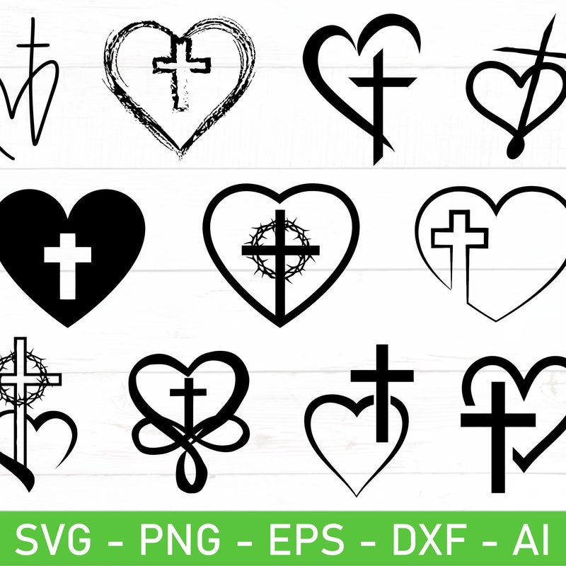 Heart With Cross Svg - Etsy