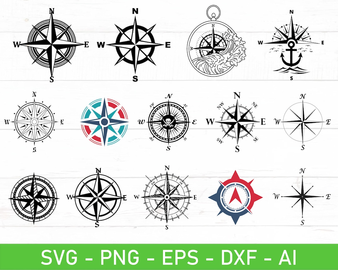Nautical Compass Svg, Eps, Dxf, Ai, Png, Files for Cricut - Etsy