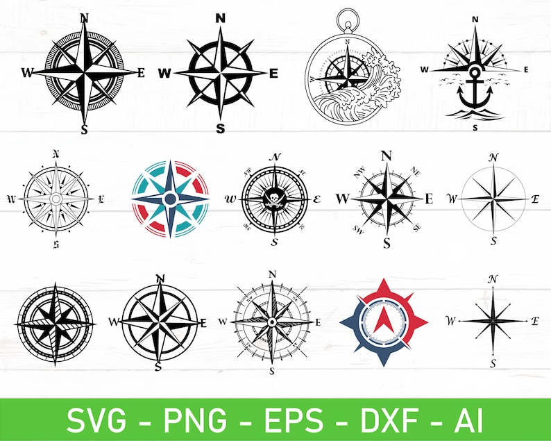 Nautical Compass Svg, Eps, Dxf, Ai, Png, Files for Cricut - Etsy