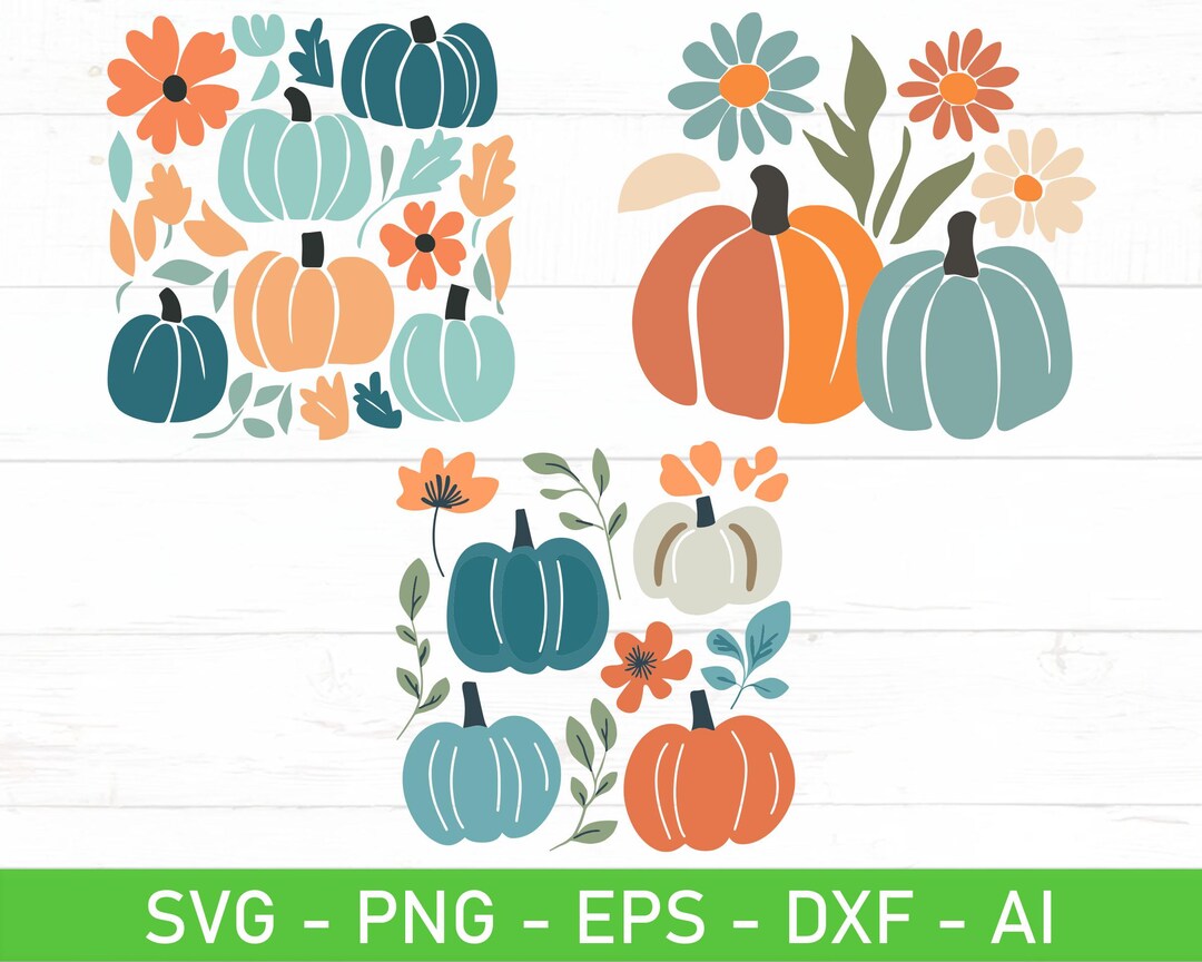 Retro Pumpkins SVG PNG Bundle, Fall Pumpkin Abstract Pattern Svg ...