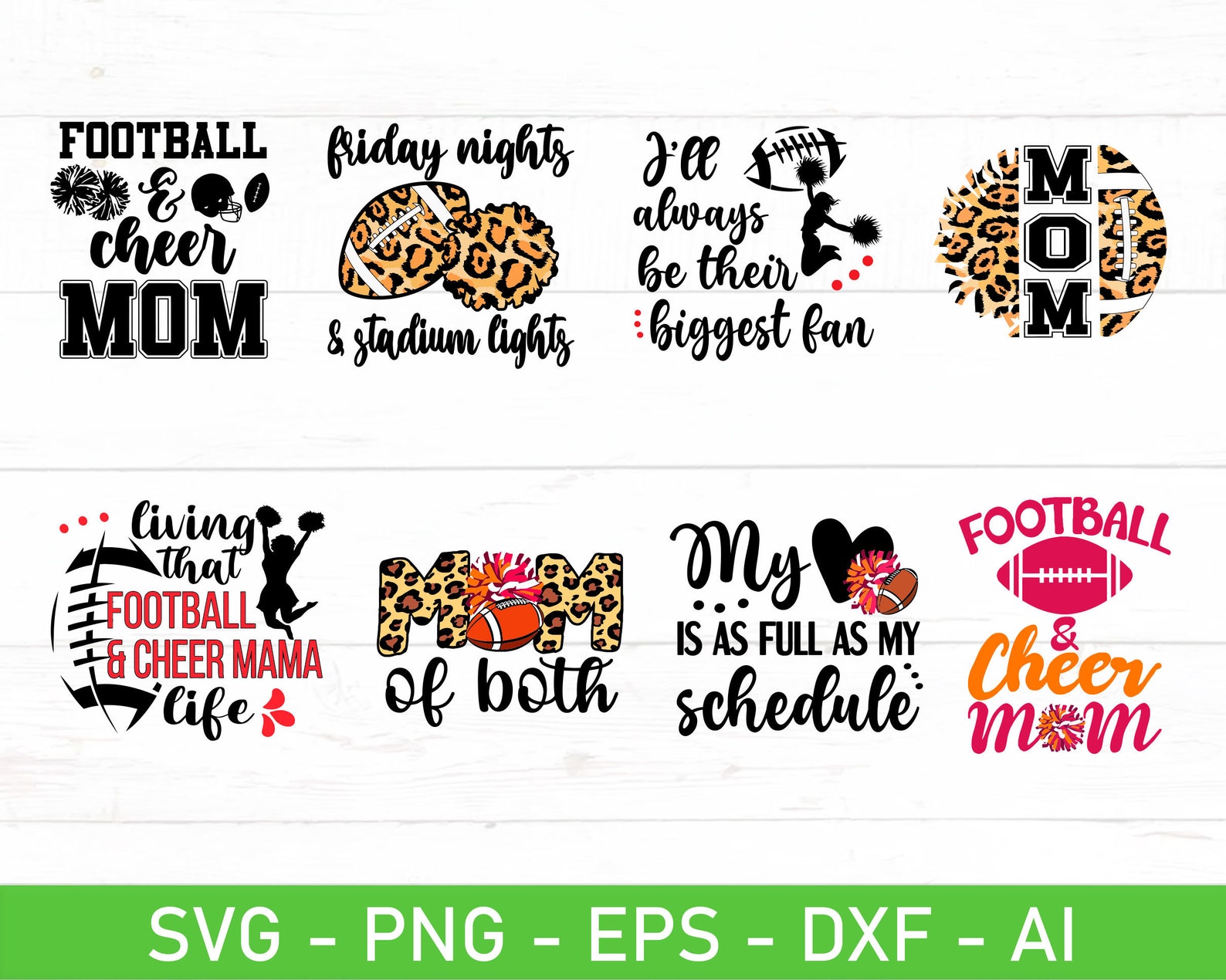Football And Cheer Mom Svg Bundle Football Mom Svg Cheer Mom Etsy