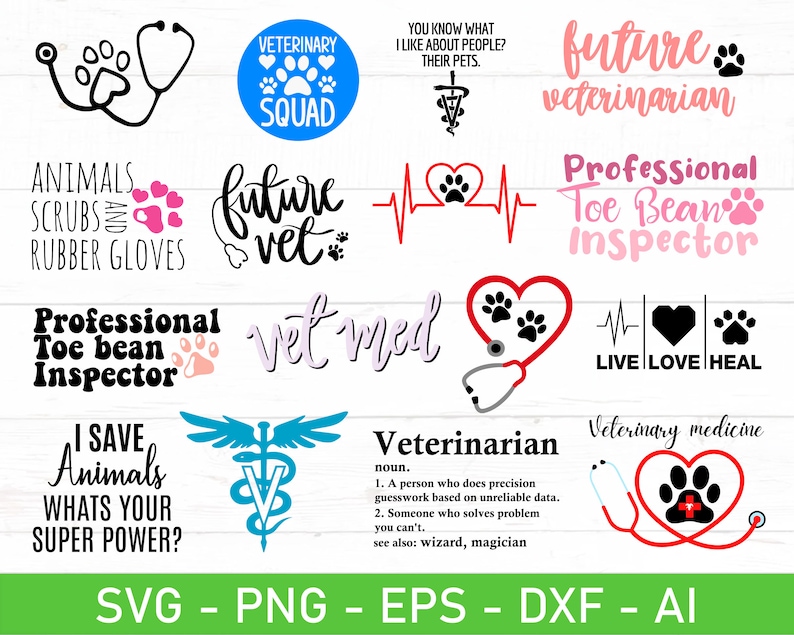 Veterinarian SVG Bundle, Vet Svg Bundle, Vet Care Svg, Eps, Dxf, Ai ...