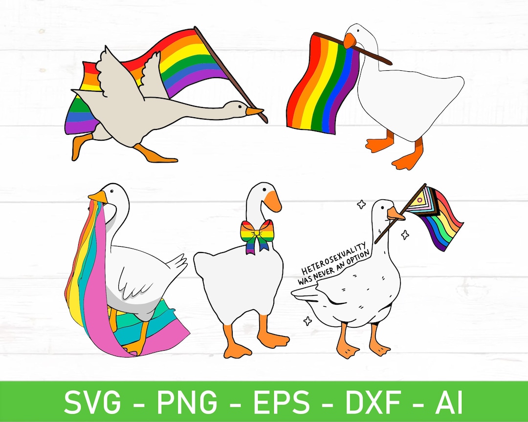 LGBT Rainbow Goose Svg Png Bundle, Funny Silly Goose Gay LGBTQ+ Pride ...