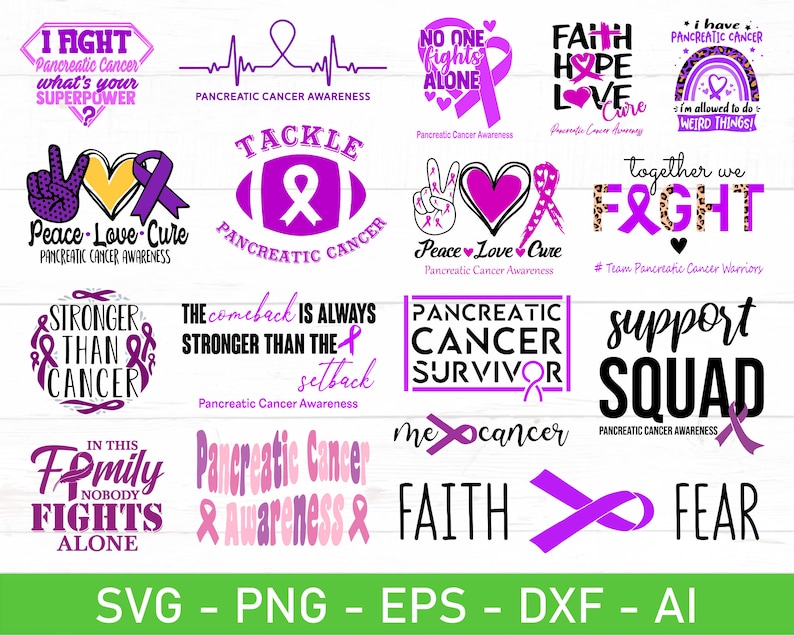 Pancreatic Cancer Awareness SVG Bundle Purple Ribbon SVG - Etsy