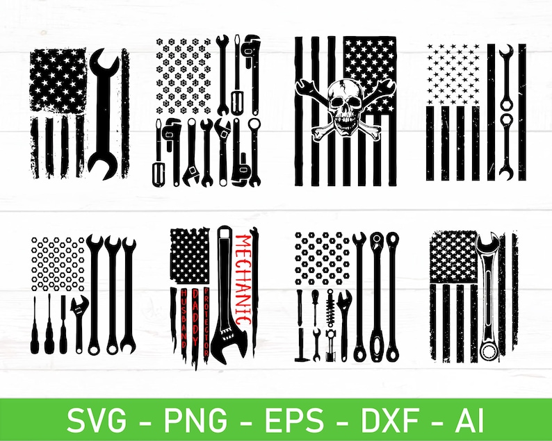 Wrench Flag Svg, Mechanic Flag Svg, Mechanic American Flag Svg, Eps ...