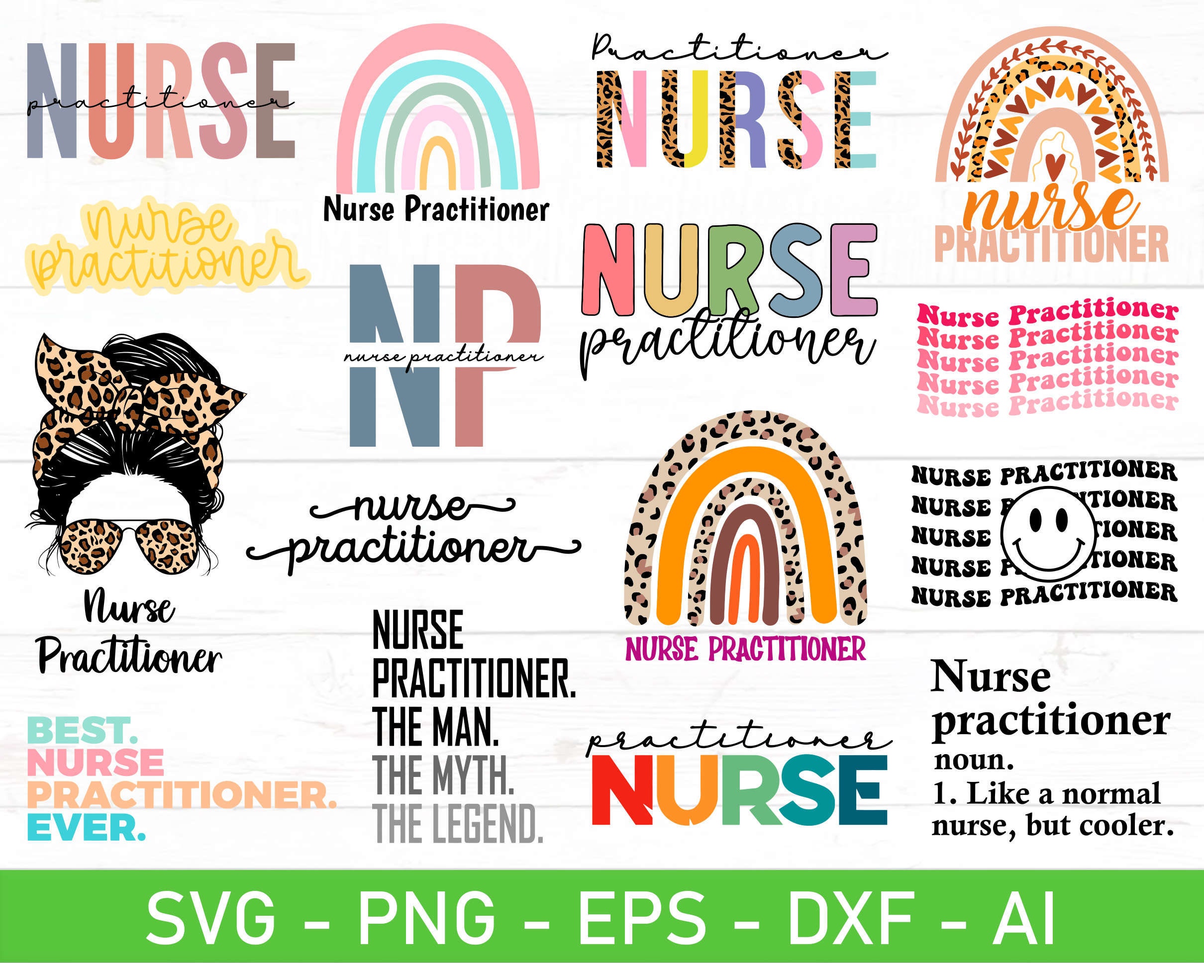 Nurse Practitioner Svg Bundle, Nurse Practitioner Retro Rainbow Wavy ...
