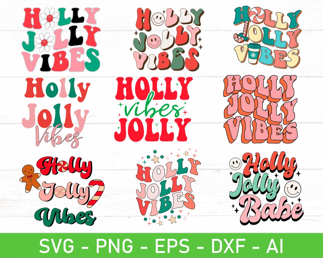 Holly Jolly Vibes Retro SVG Cut File Holly Jolly Vibes Svg - Etsy