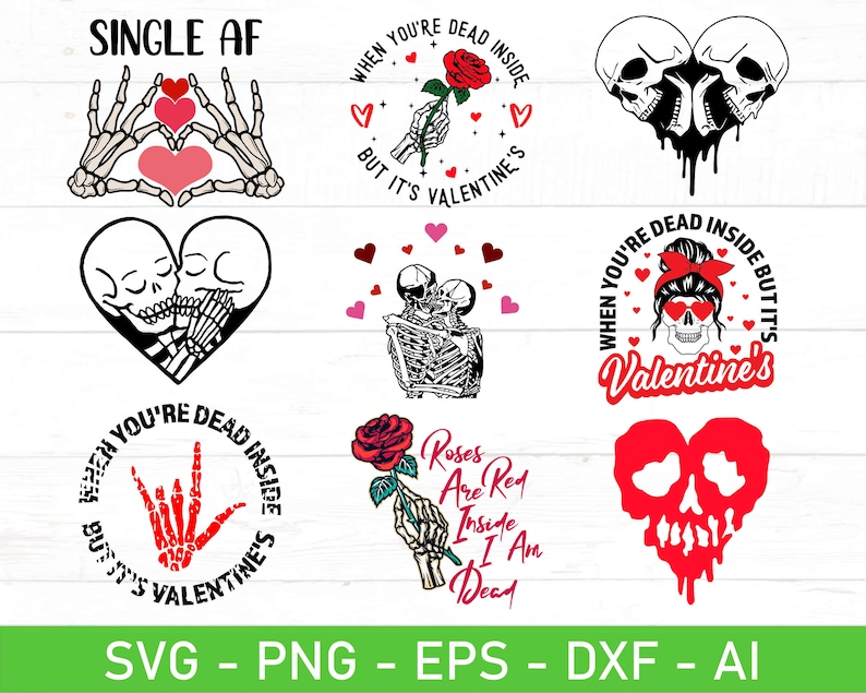 Skeleton Valentines Day Svg Kissing Skeleton Valentine Svg - Etsy