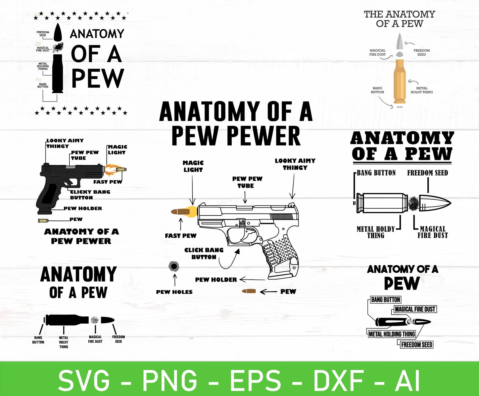 Anatomy of A Pew Svg, Eps, Dxf, Ai, Png, Files for Cricut - Etsy