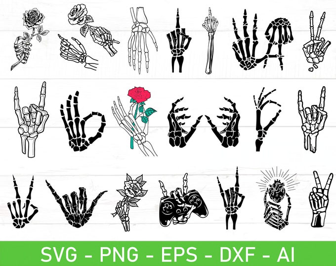Skeleton Hand SVG | Skeleton Peace Sign | Skull Hand SVG | Halloween ...