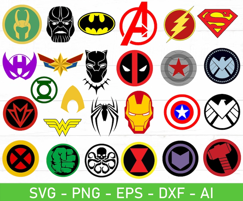 Superheroes svg eps dxf ai png Files For Cricut | Etsy