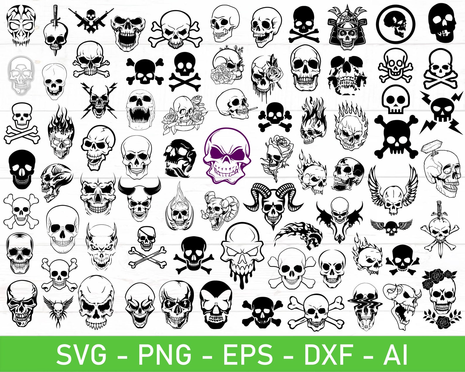 77 Skull SVG Bundle Eps Dxf Ai Png Files for Cricut - Etsy