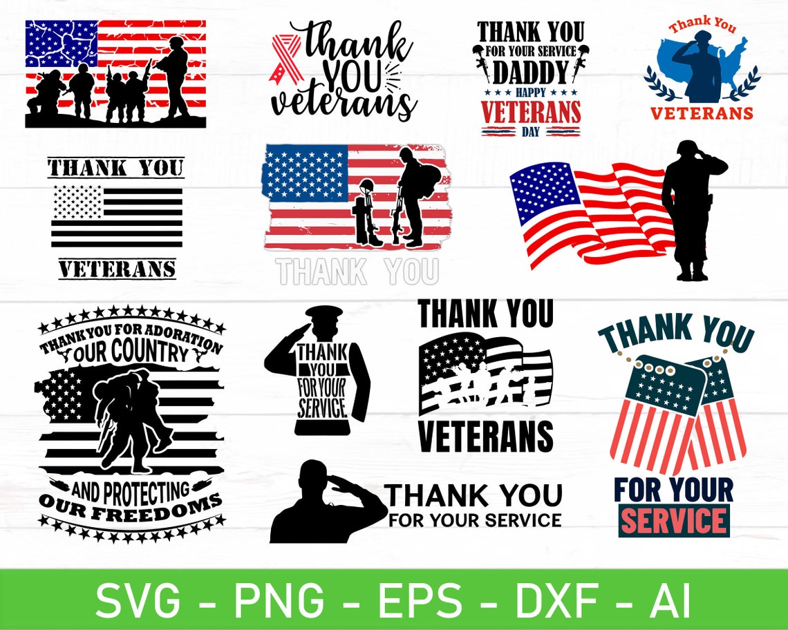 Military Thank You Svg, Thank You for Your Service Svg, Eps, Dxf, Ai ...