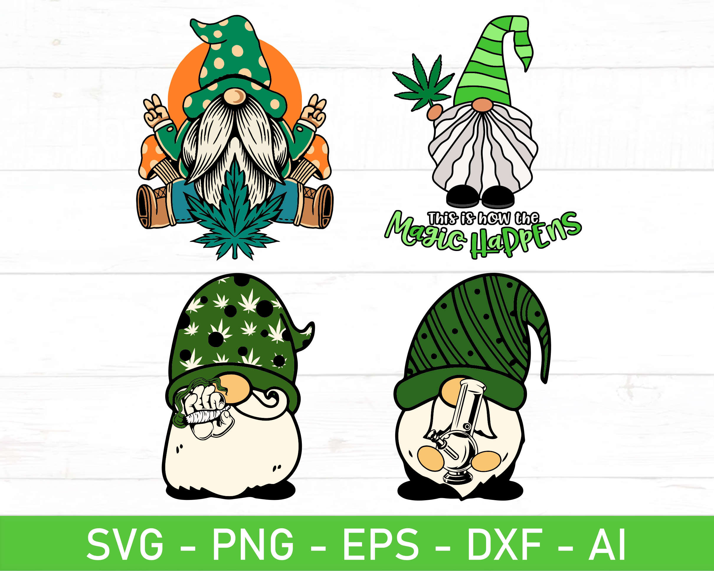 Weed Gnomes Svg Png Bundle, Rasta Gnome Svg, Gnome Smoking Marijuana ...