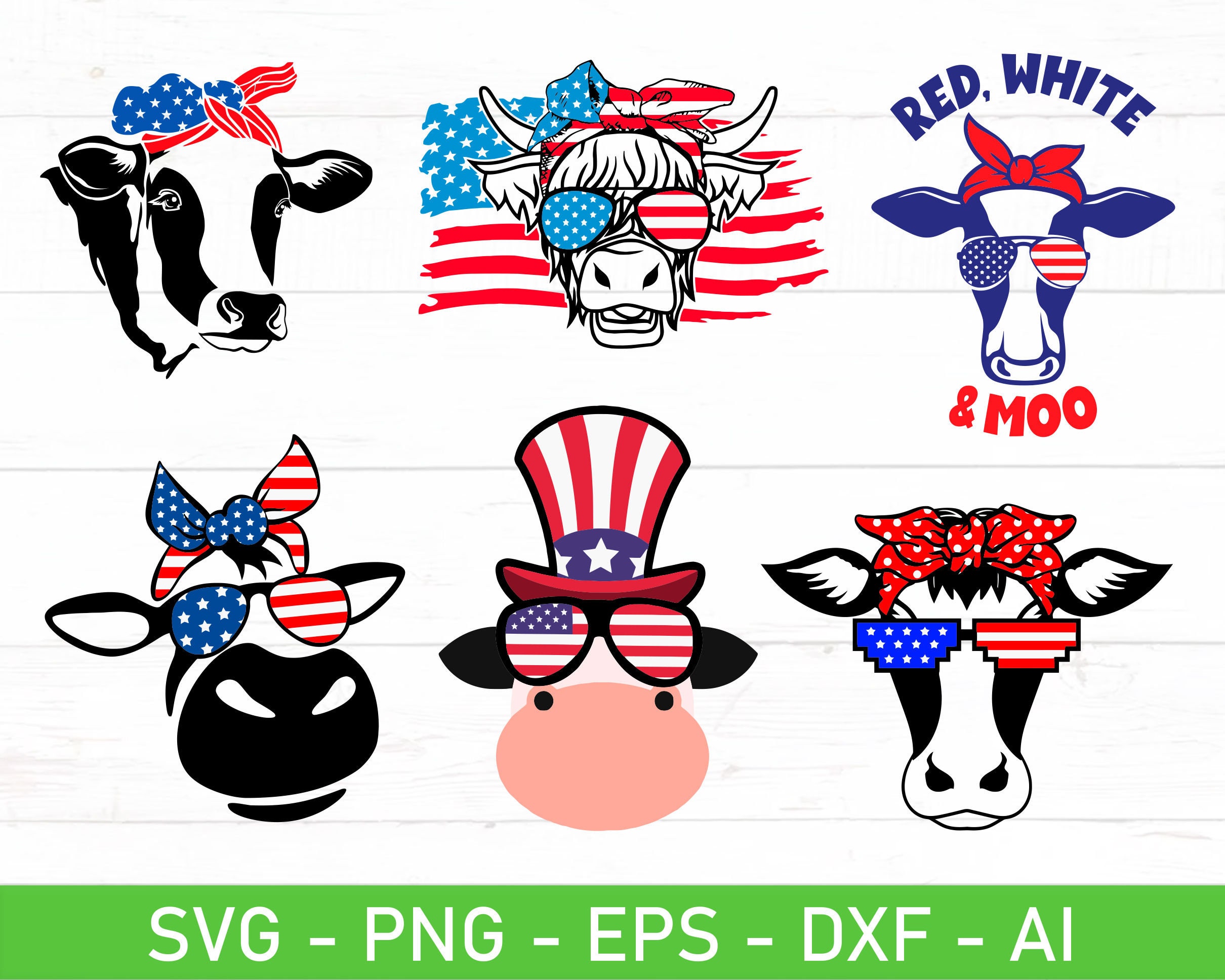 4th of July Cow Svg, Fourth of July Cow Svg, 4th of July Highland Cow ...